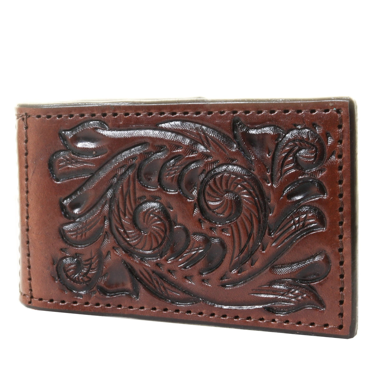 MC184- Brown Leather Money Clip - Double J Saddlery