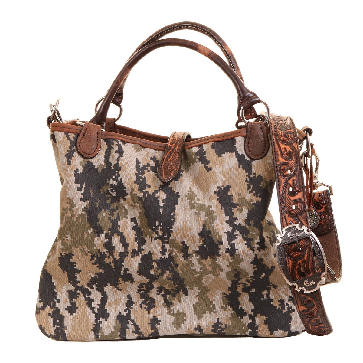 CVT05 - Camo Canvas Tooled Tote - Double J Saddlery