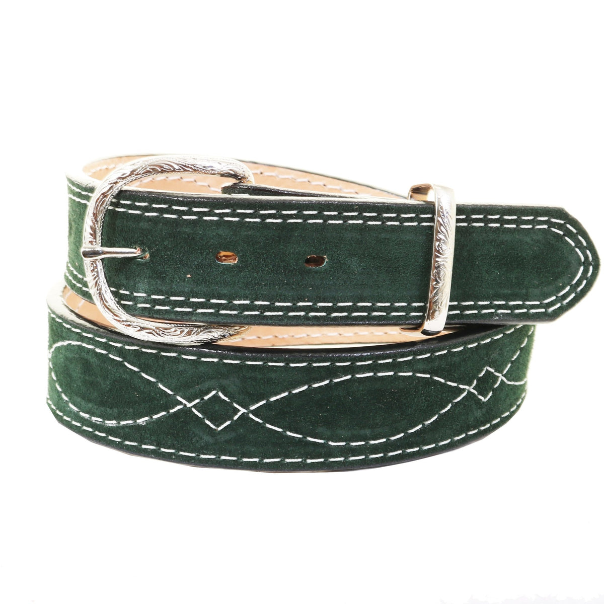 B1199 - Green Suede Belt - Double J Saddlery
