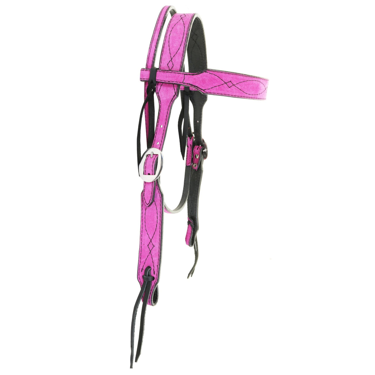 H1283HPB - Hot Pink Suede Headstall - Double J Saddlery