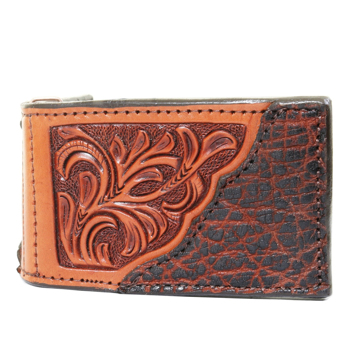MC178- Chestnut Leather Money Clip - Double J Saddlery