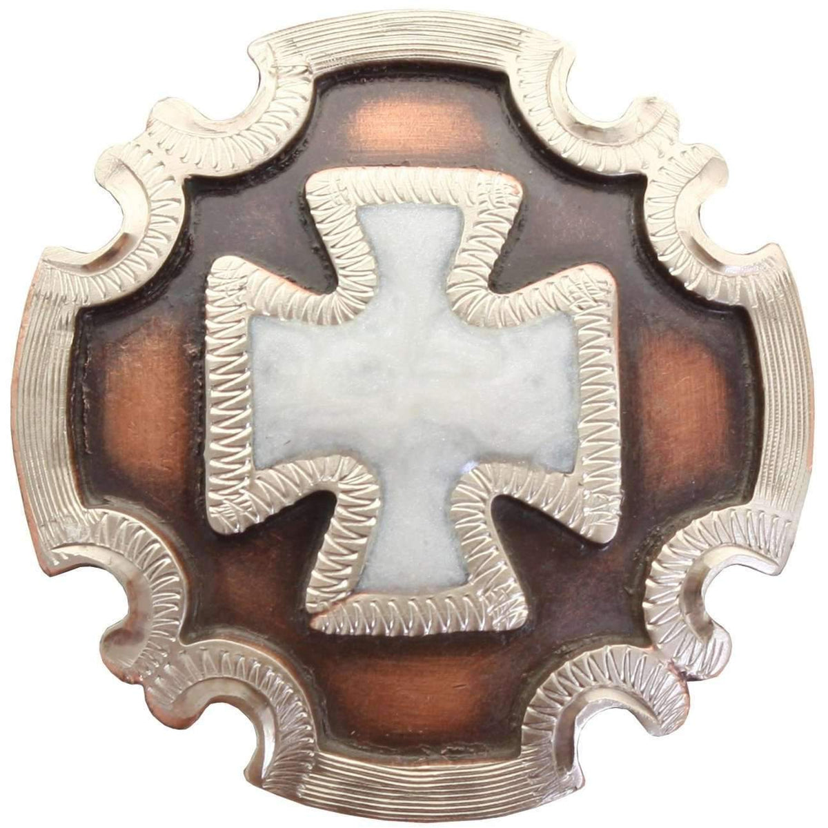 C916P - Pearl Cross Scallop Concho - Double J Saddlery