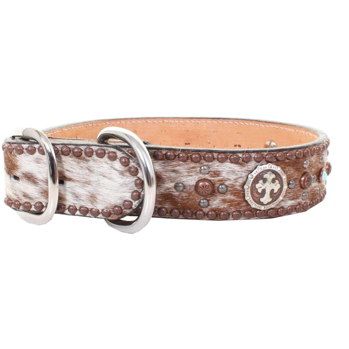 DC36 - Brown Roan Cowhide Dog Collar - Double J Saddlery