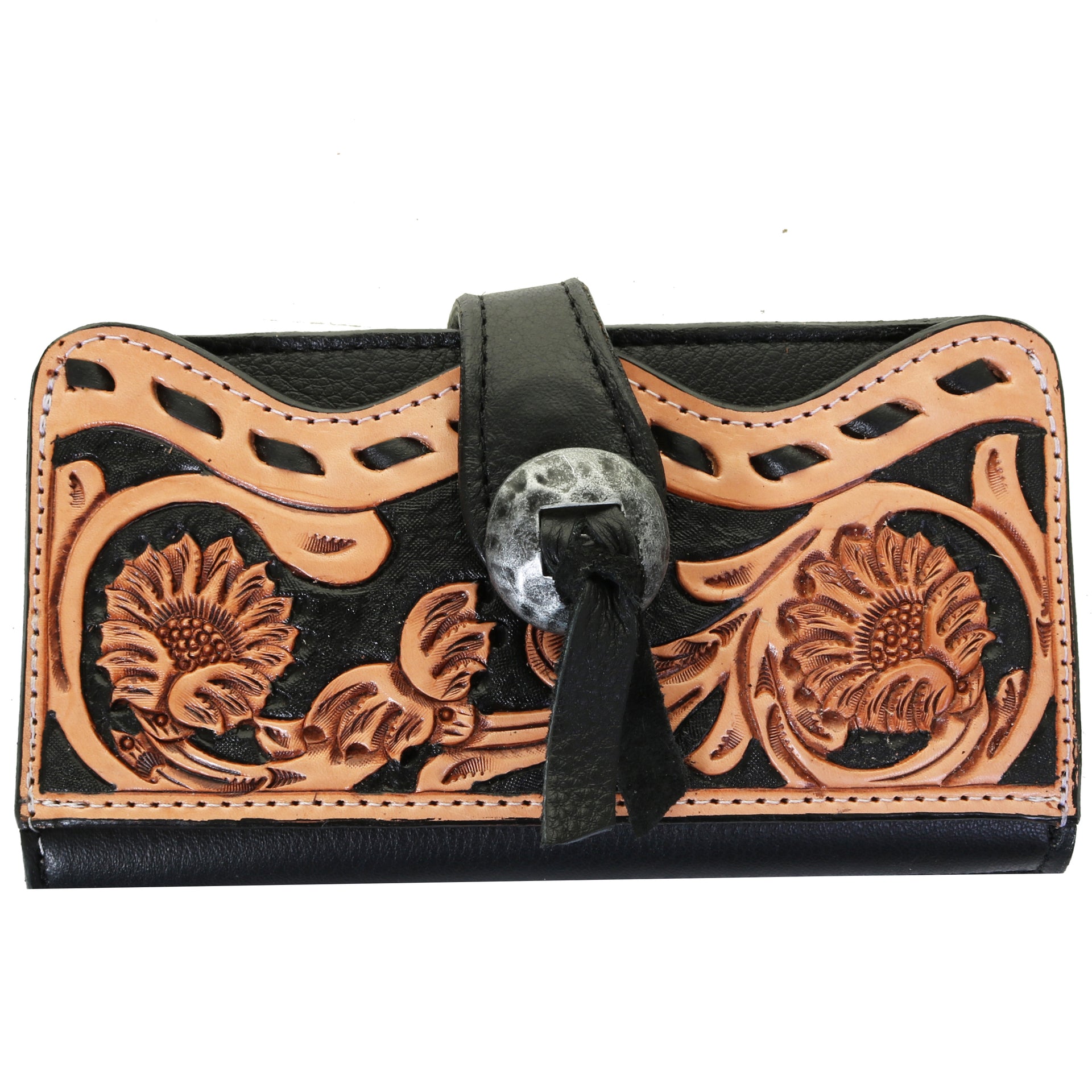 LW196 - Sunflower Tooled Ladies Wallet - Double J Saddlery