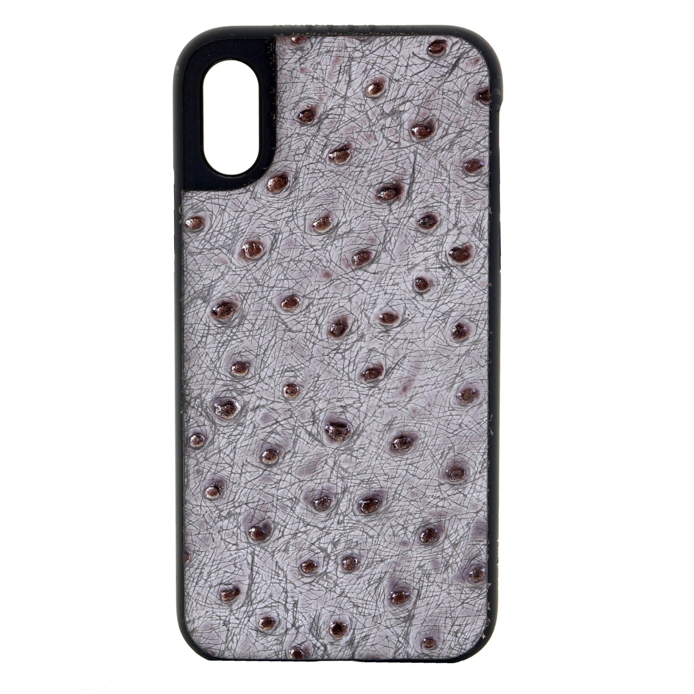 HPC74 - Grey and Copper Ostrich Print Leather iPhone Case - Double J ...