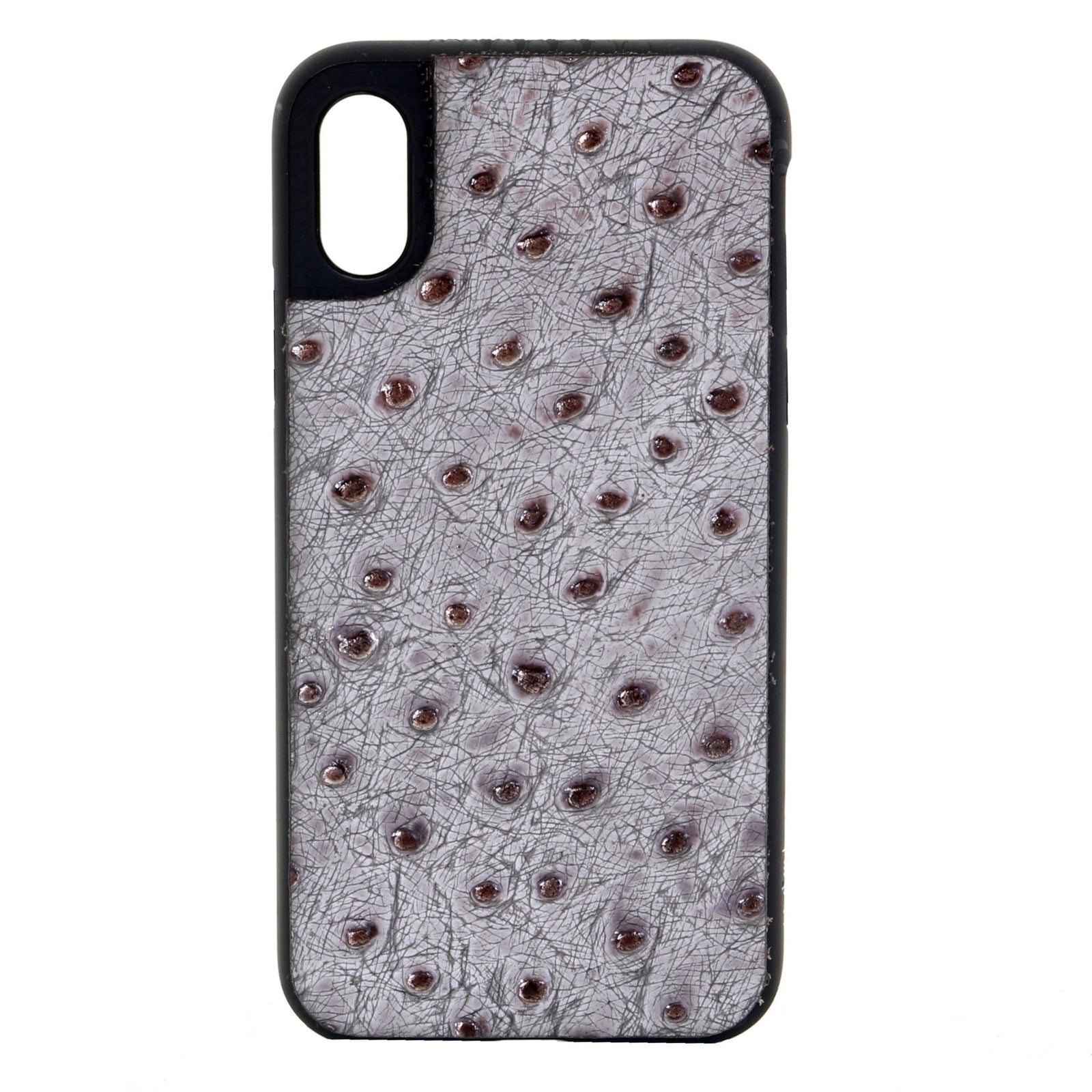 HPC74 - Grey and Copper Ostrich Print Leather iPhone Case - Double J ...