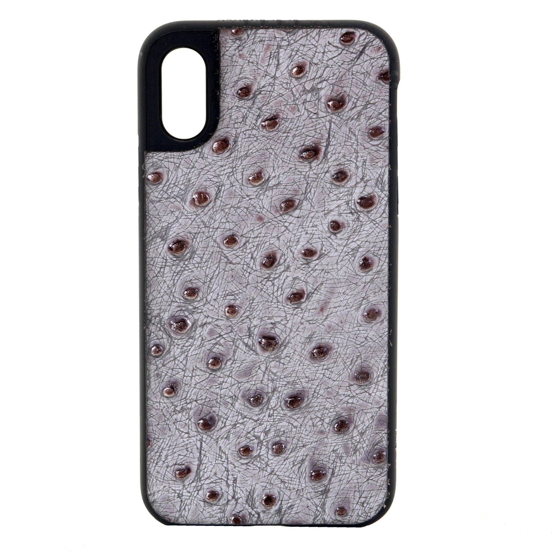 HPC74 - Grey and Copper Ostrich Print Leather iPhone Case - Double J ...
